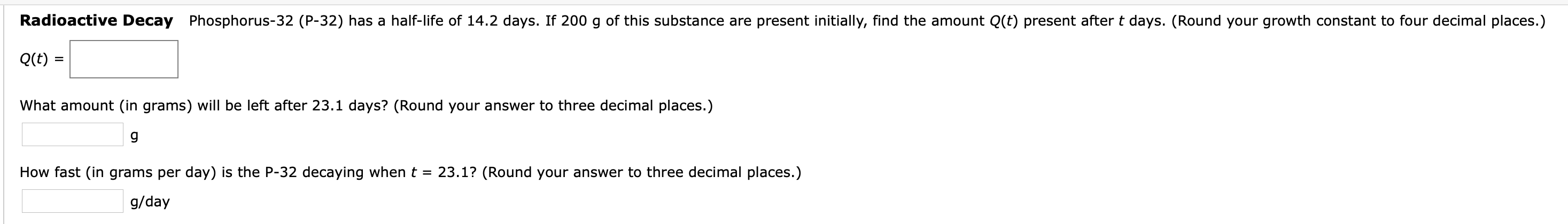 Solved Radioactive Decay Phosphorus-32 (P-32) has a | Chegg.com