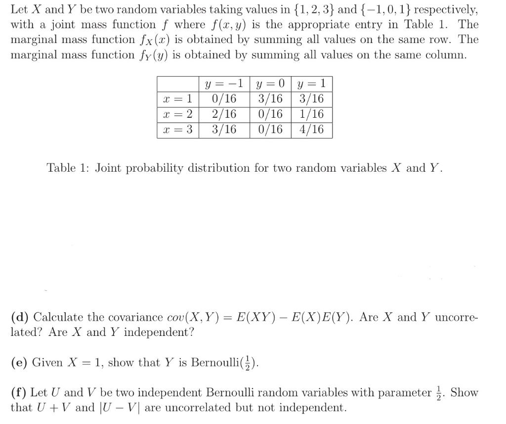 Solved Let X and Y be two random variables taking values in | Chegg.com