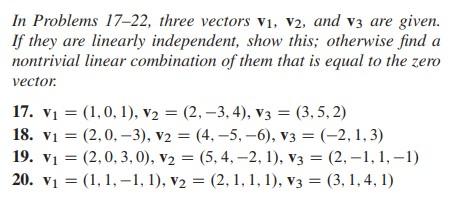 Solved In Problems 17-22, three vectors v1,v2, and v3 are | Chegg.com