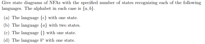 Solved Give state diagrams of NFAs with the specified number | Chegg.com