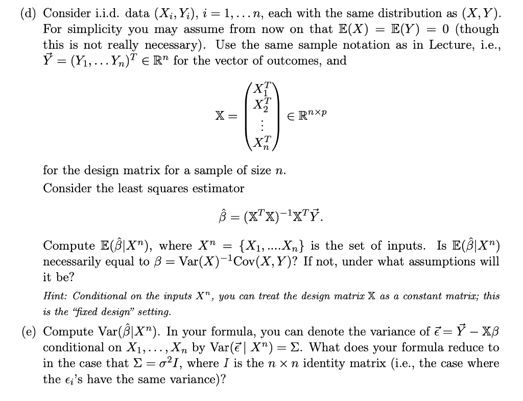 Solved Relaxing Our Regression Assumptions. Consider | Chegg.com