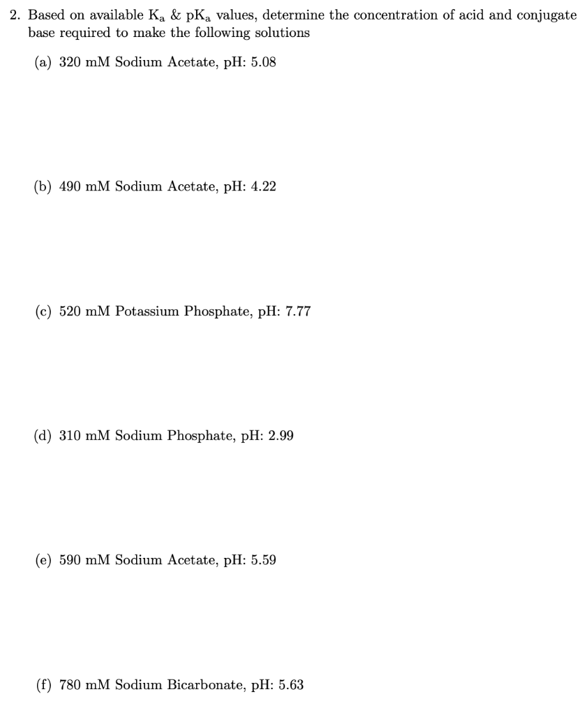 Solved 2. Based on available Ka&pKa values, determine the | Chegg.com