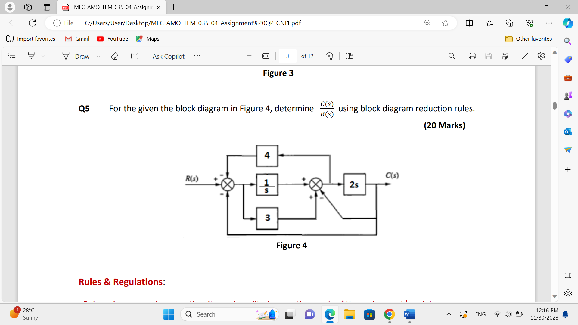 Solved Q5 For the given the block diagram in Figure 4, | Chegg.com