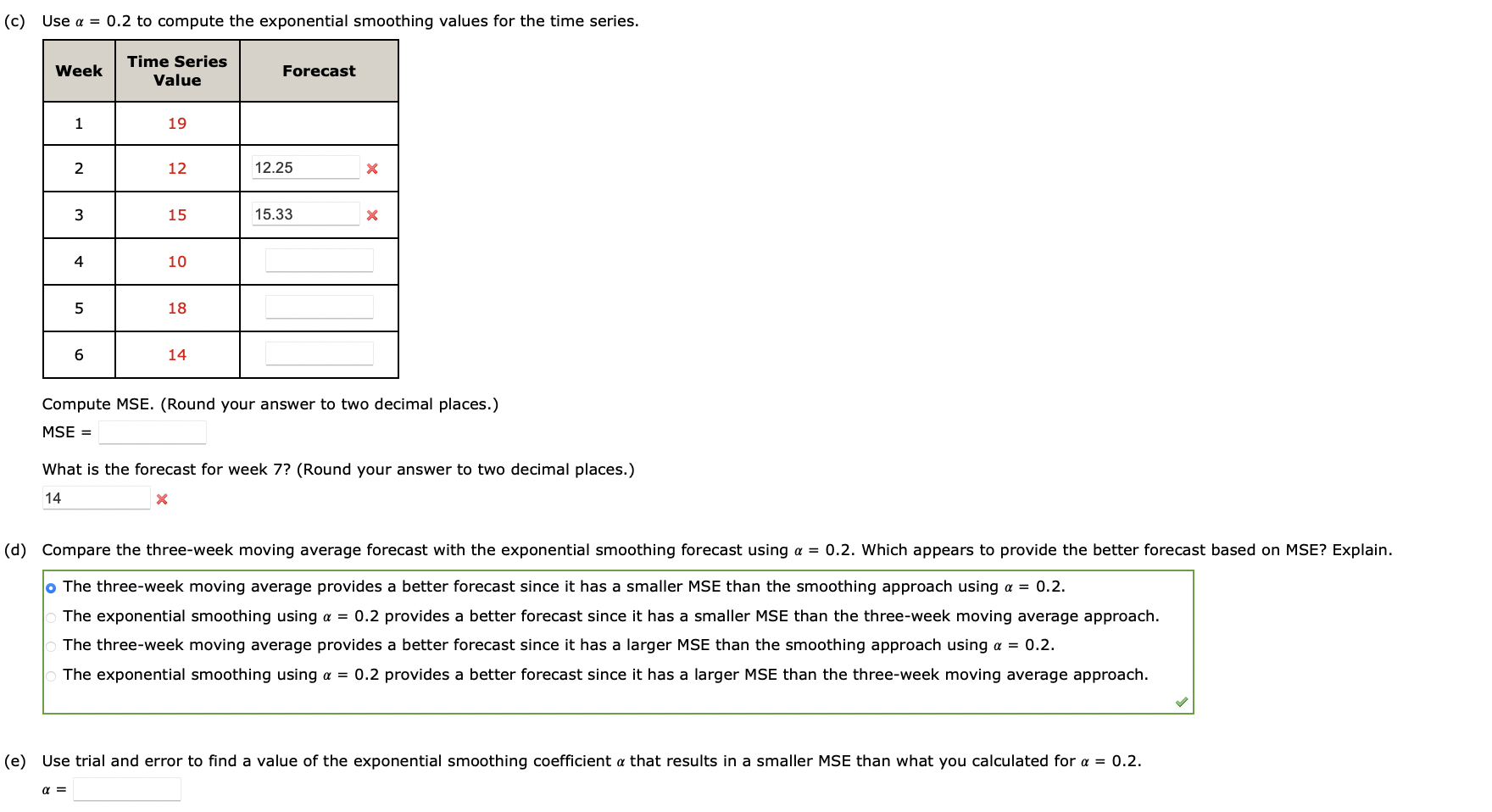 Solved Consider the following time series data. (a) | Chegg.com