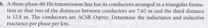 Solved A three-phase line has three equilaterally spaced | Chegg.com