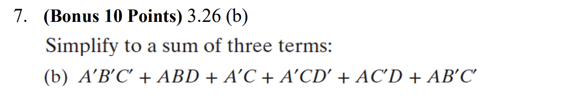Solved (Bonus 10 Points) 3.26 (b) Simplify to a sum of three | Chegg.com