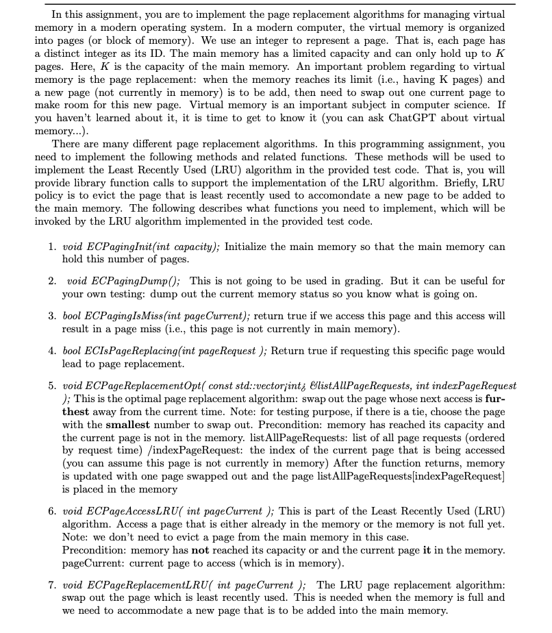 Solved In this assignment, you are to implement the page | Chegg.com