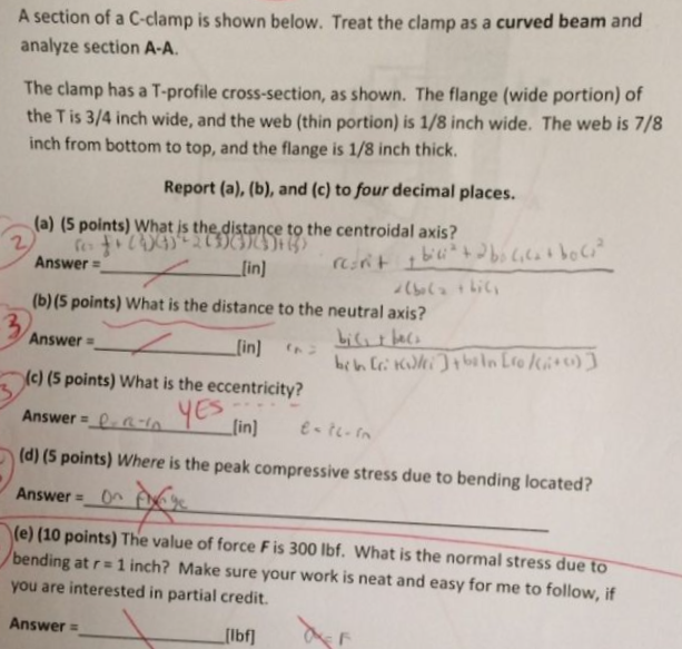 Solved A section of a C-clamp is shown below. Treat the | Chegg.com