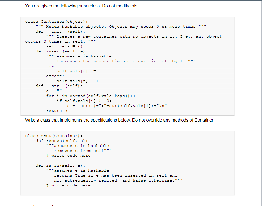 Solved You are given the following superclass. Do not modify | Chegg.com