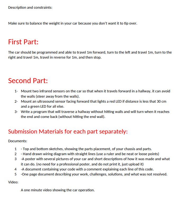 Solved Build a simple car that satisfies part 1 of the exam. | Chegg.com