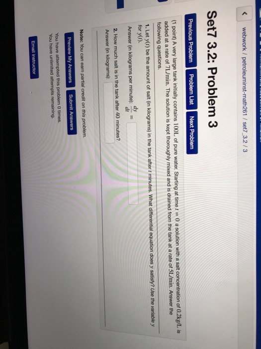 Solved webwork / petroleuminst-math261 / set7-3.2 / 3 Set7 | Chegg.com