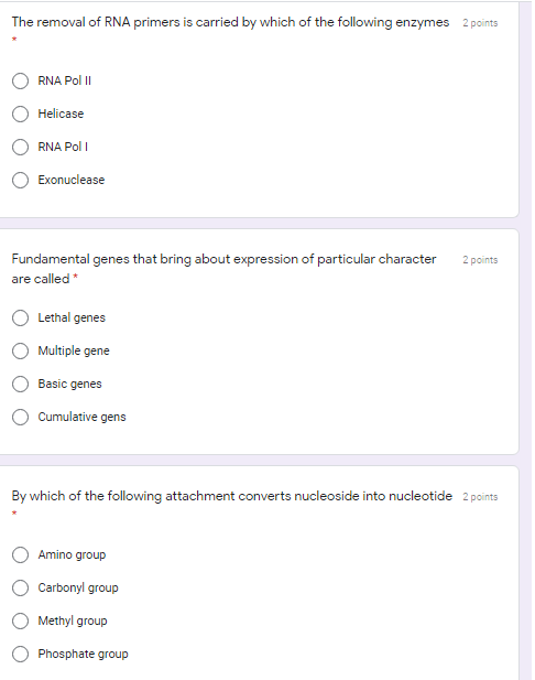 Solved The removal of RNA primers is carried by which of the | Chegg.com