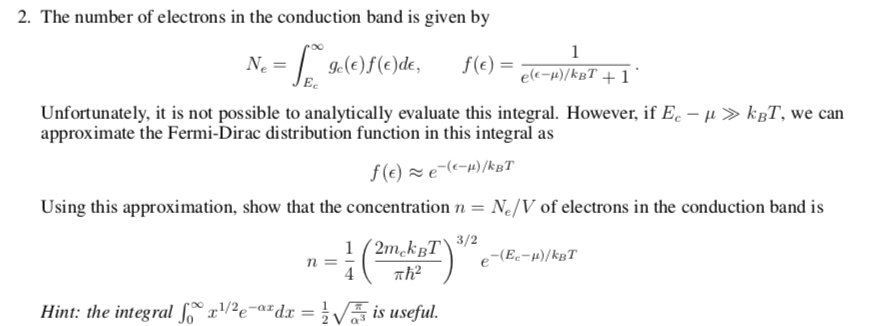 Solved 2. The number of electrons in the conduction band is | Chegg.com