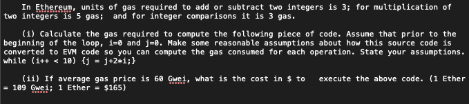 Solved In Ethereum, units of gas required to add or subtract | Chegg.com