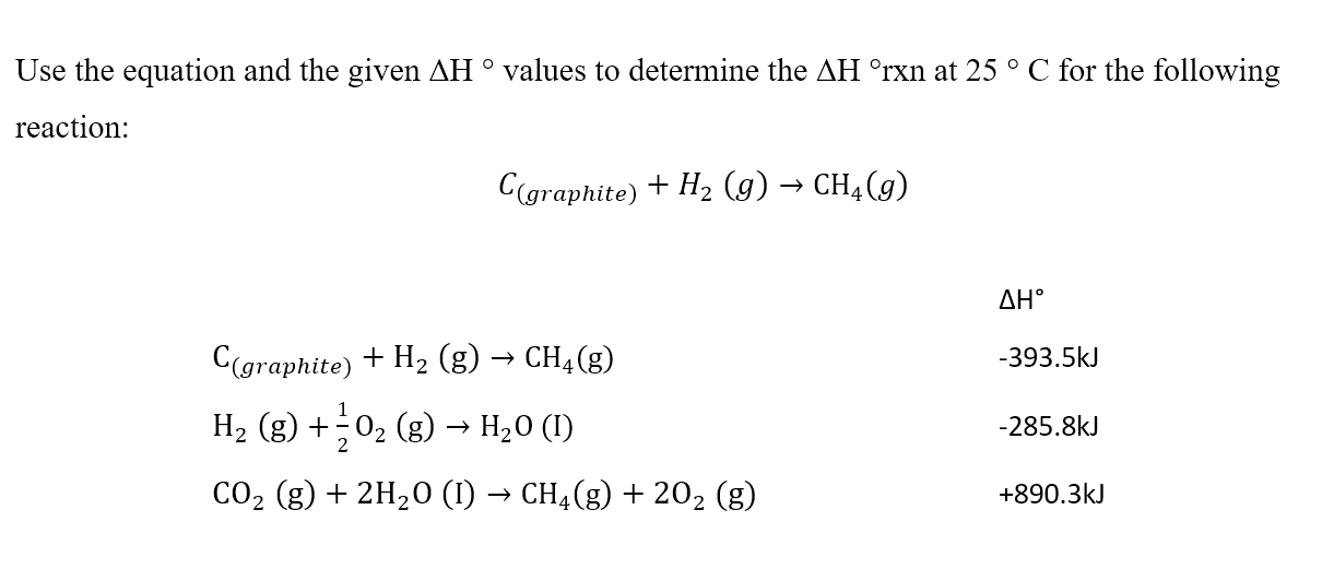 Solved Use the equation and the given AH values to determine | Chegg.com