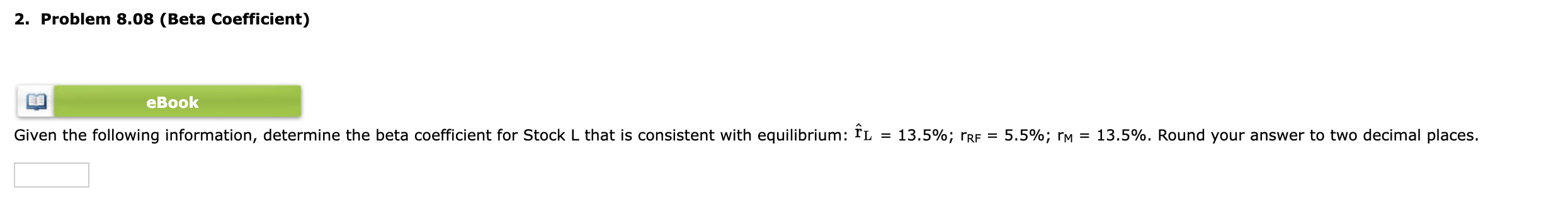 Solved Problem 8.08 (Beta Coefficient) | Chegg.com