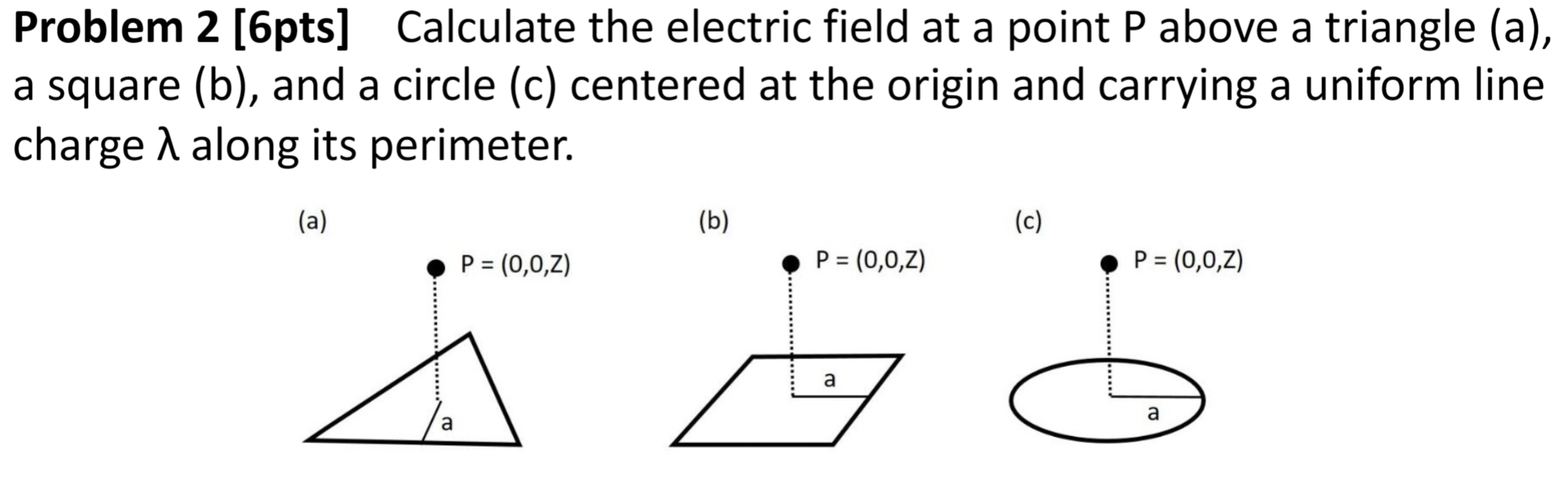 Solved Problem 2 [6pts] ﻿Calculate the electric field at a | Chegg.com