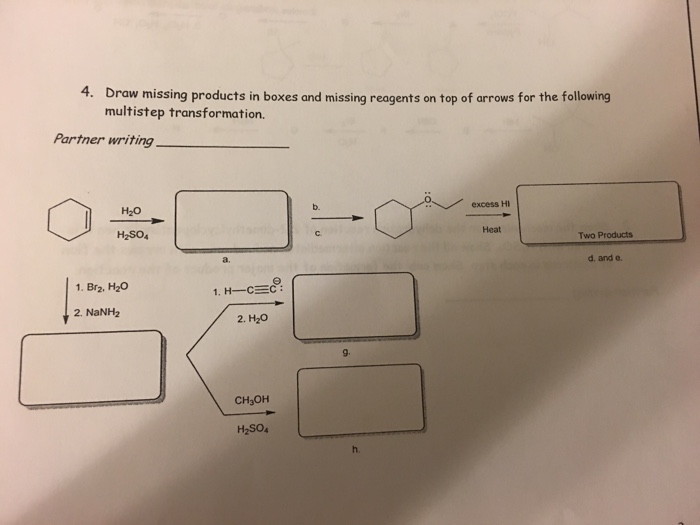 Solved Draw missing products in boxes and missing reagents | Chegg.com