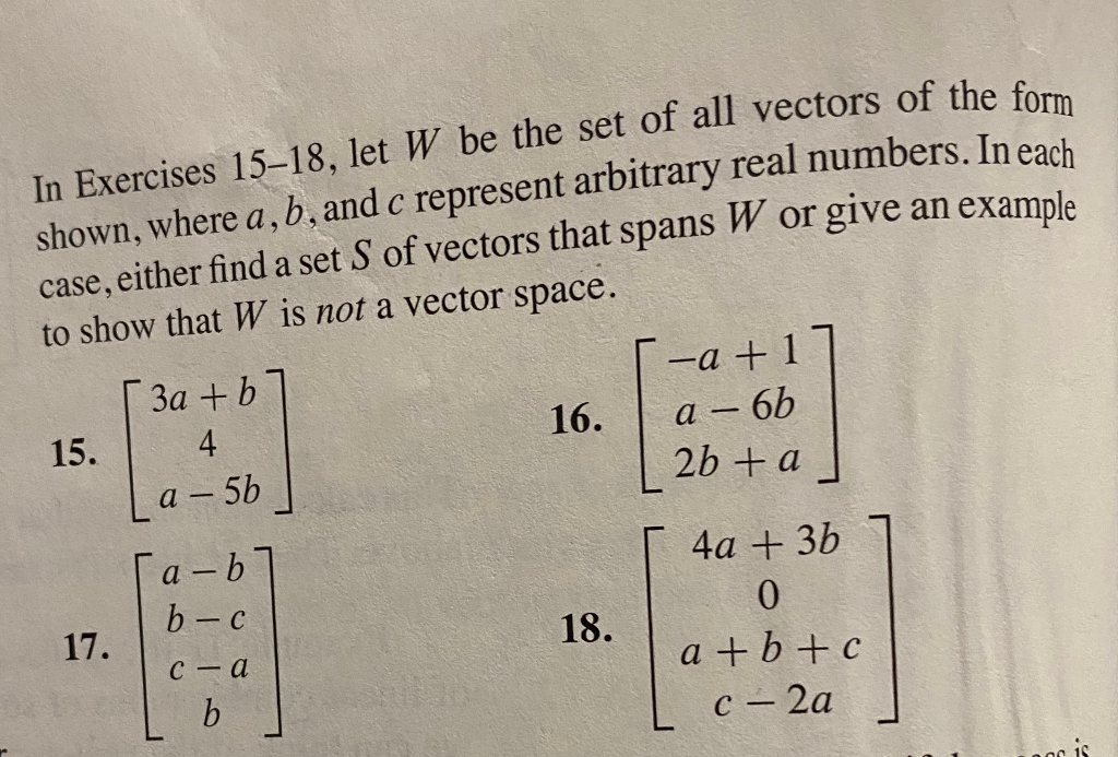 Solved In Exercises 15-18, let W be the set of all vectors | Chegg.com