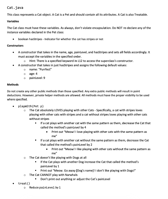 Solved Solution Description You will create one abstract Pet | Chegg.com