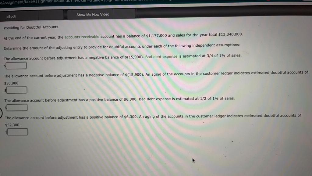 Solved Providing for Doubtful Accounts At the end of the | Chegg.com