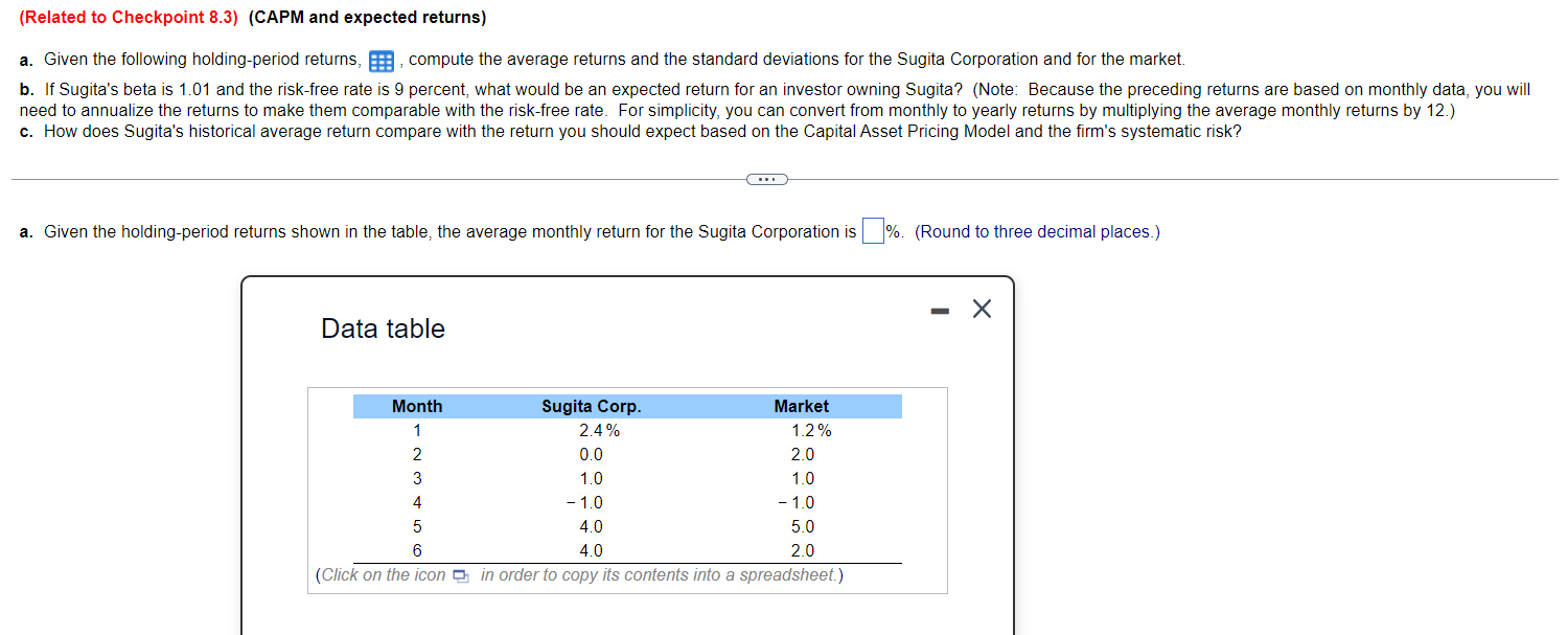 Solved (Related to Checkpoint 8.3) (CAPM and expected | Chegg.com