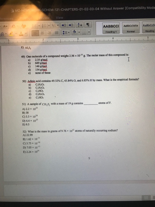 Solved Review 1NormalHeading 2 41) Naturally occurring | Chegg.com