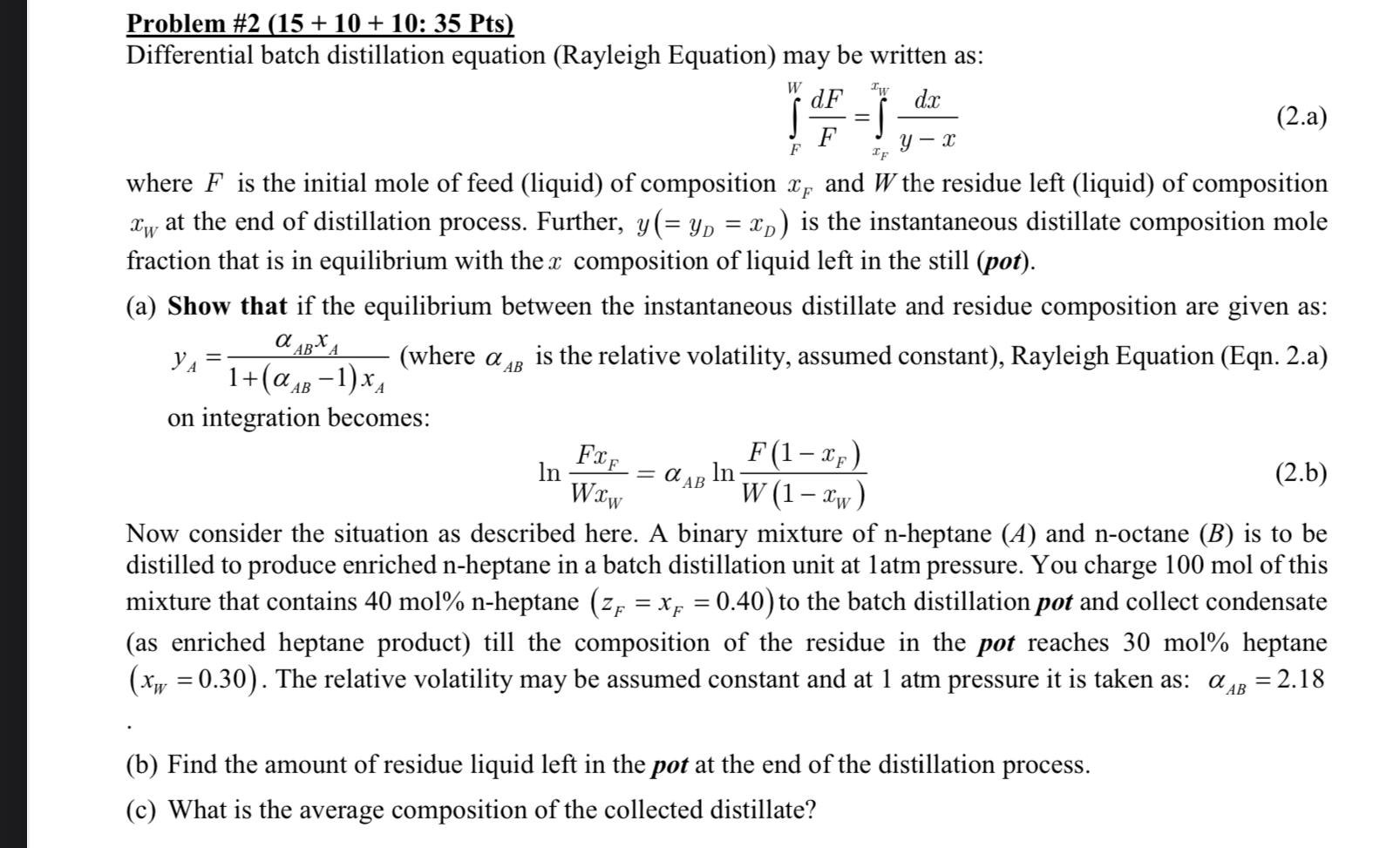 Solved Problem #2 (15+10+10:35 Pts ) Differential batch | Chegg.com