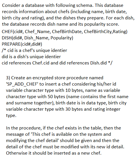 Solved Consider a database with following schema. This | Chegg.com