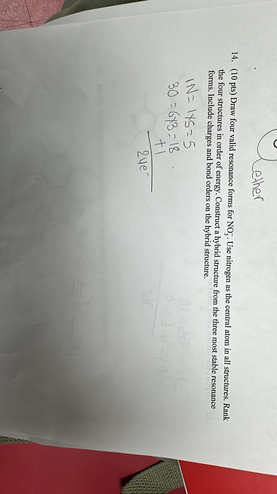 Solved 14. (10 pts) Draw four valid resonance forms for | Chegg.com