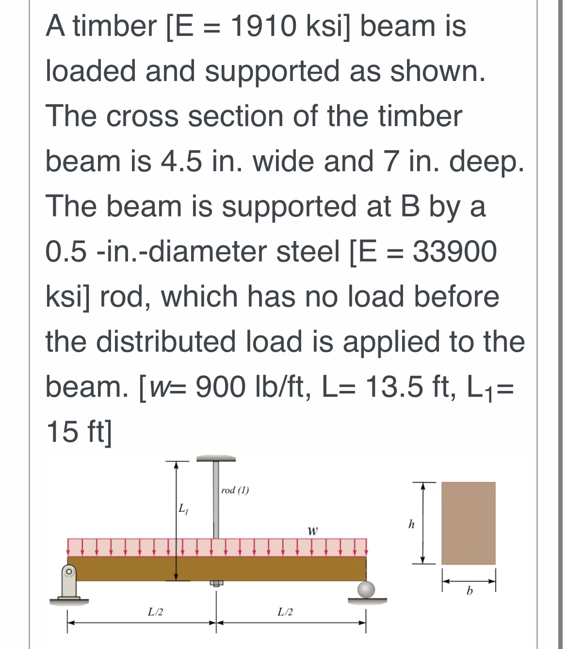 Solved Determine The Midspan Deflection Of The Wood Beam Due