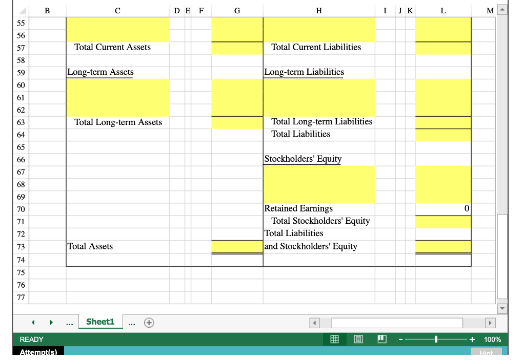 Solved Preparing a Classified Balance Sheet using Excel's | Chegg.com