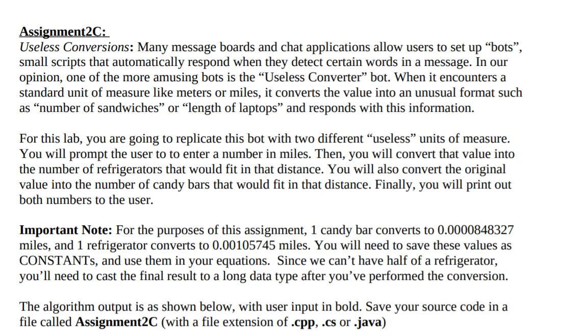 Solved Assignment2C: Useless Conversions: Many message | Chegg.com