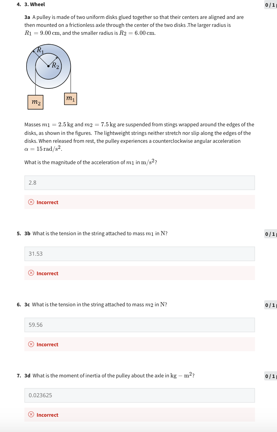 Solved 3a A pulley is made of two uniform disks glued | Chegg.com