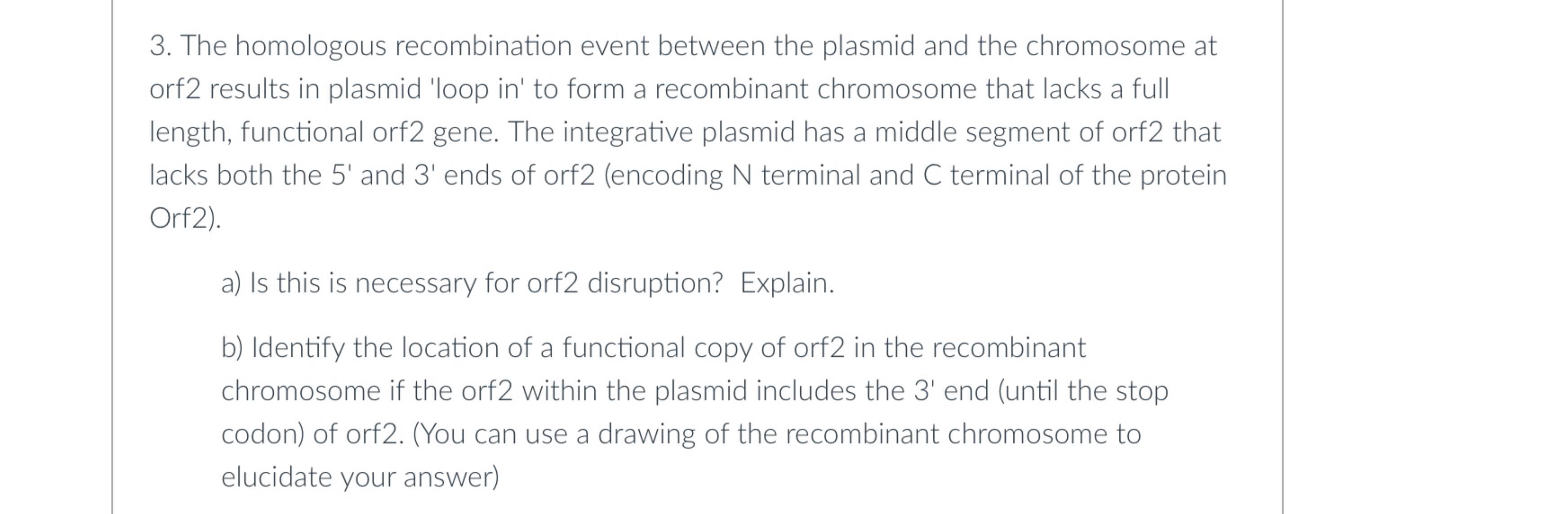Solved The homologous recombination event between the | Chegg.com