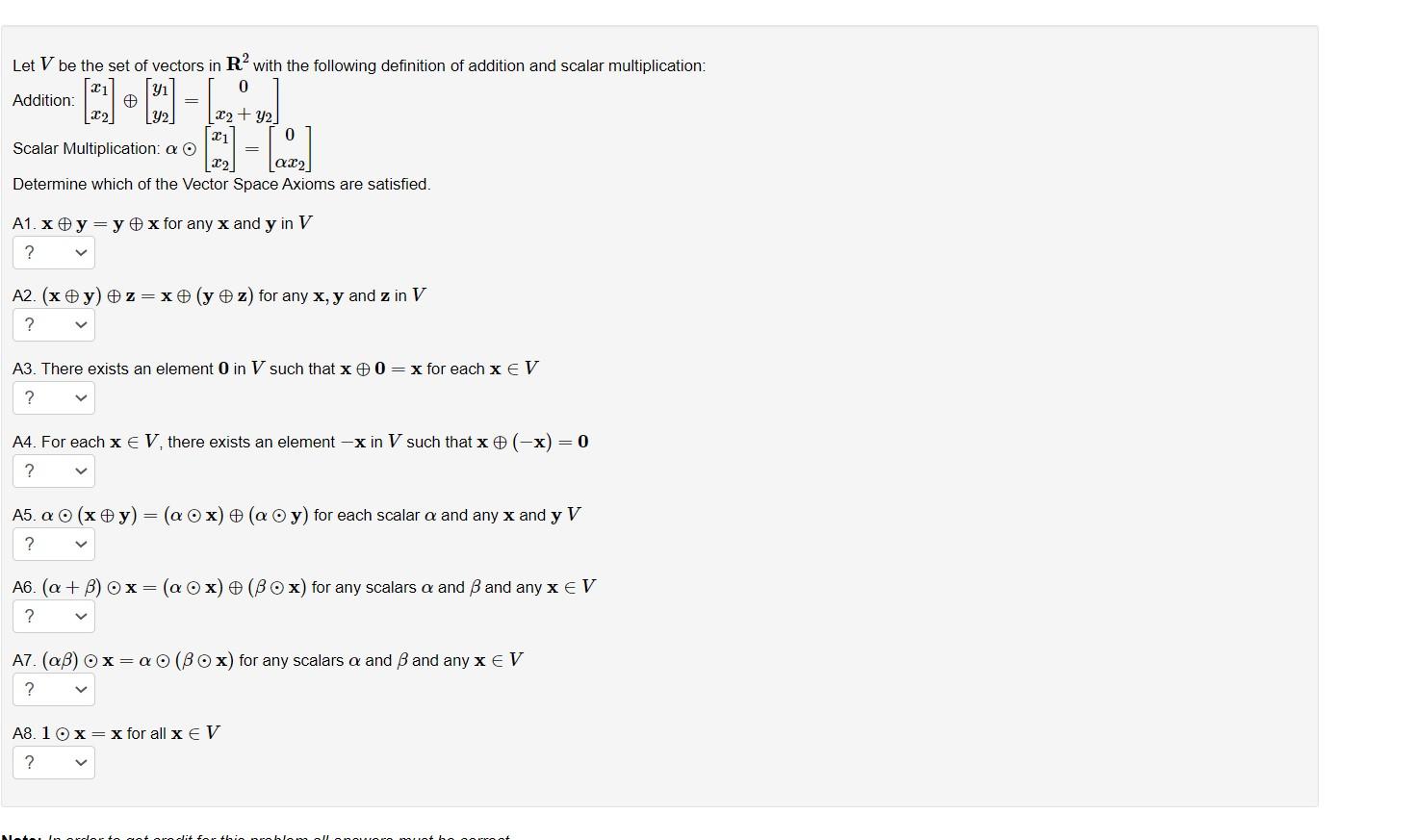 Solved Let V be the set of vectors in R2 with the following | Chegg.com
