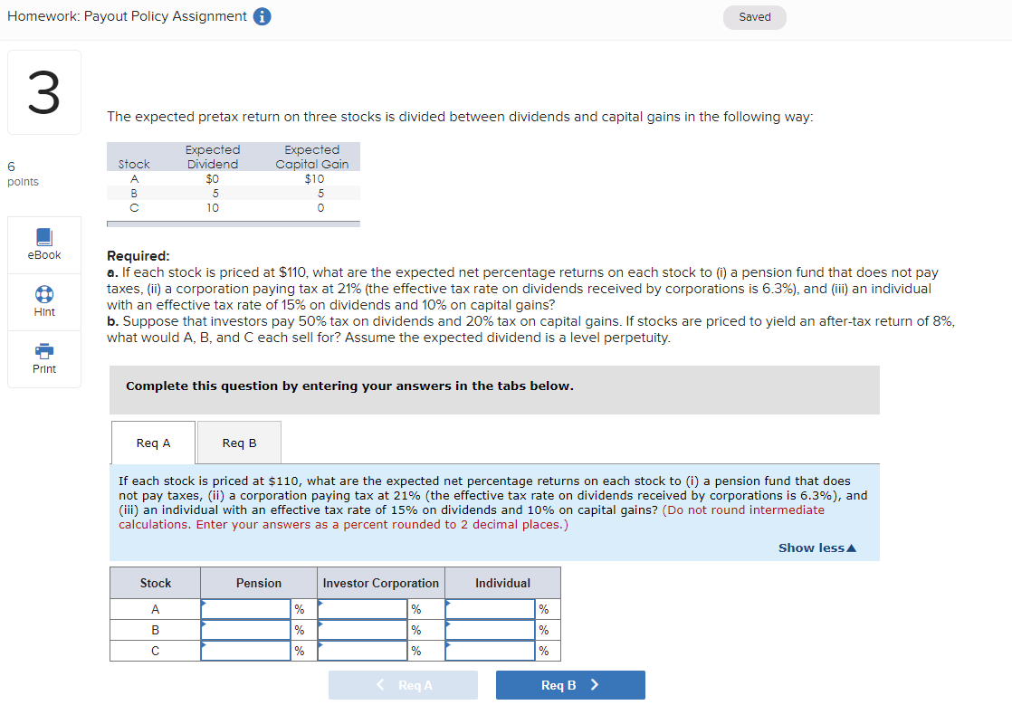 Solved Homework: Payout Policy Assignment (i The expected | Chegg.com