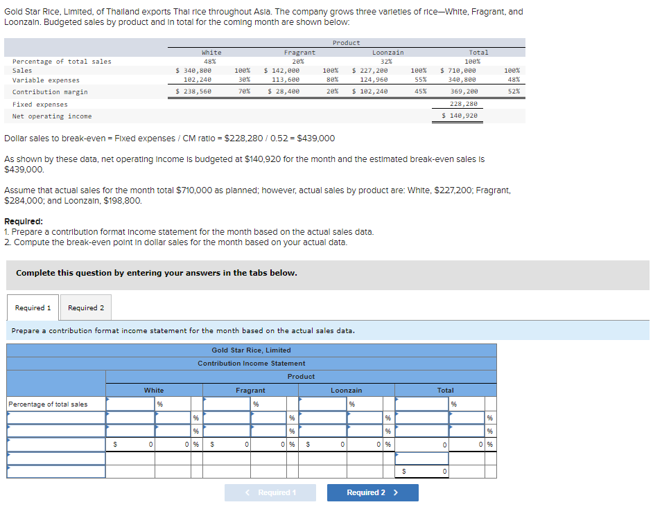 Solved 1. Prepare a contribution format income statement for | Chegg.com