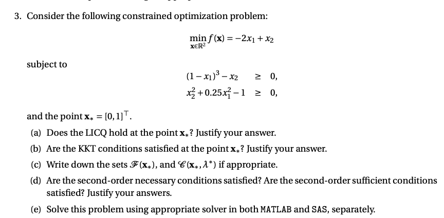 Solved 3. Consider the following constrained optimization | Chegg.com