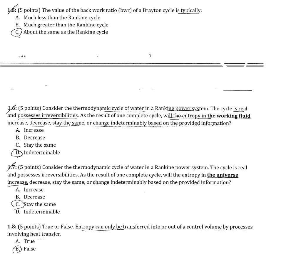 Solved 1.5: (5 points) The value of the back work ratio | Chegg.com