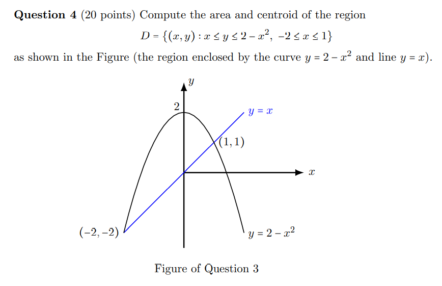 Solved Question 4 (20 points) Compute the area and centroid | Chegg.com
