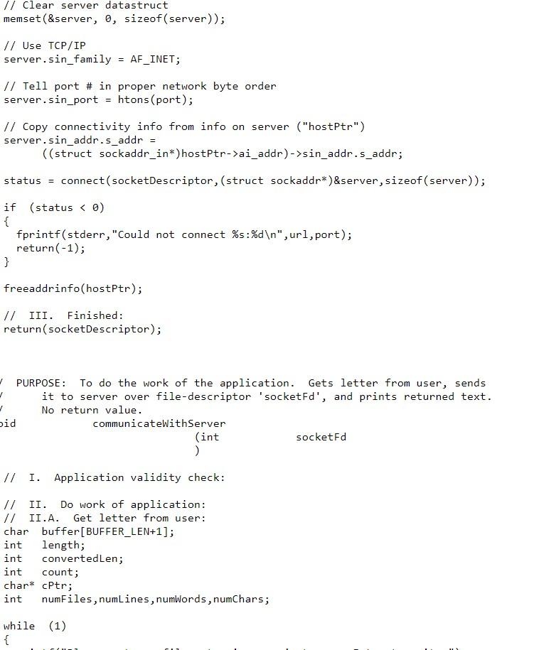 Solved // Compile with: // $ gcc extCountClient.c -o | Chegg.com