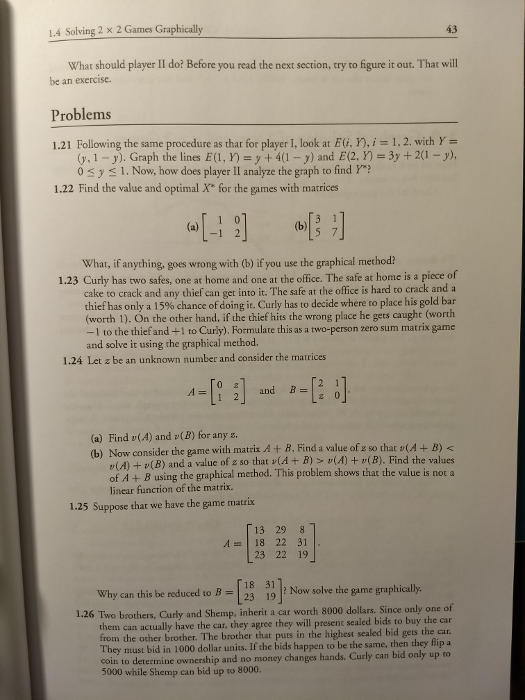 Solved 1.4 Solving 2 x 2 Games Graphically 43 What should | Chegg.com