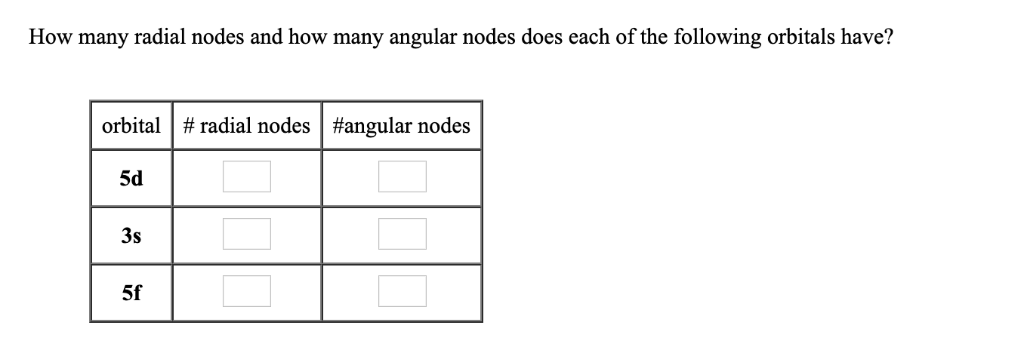 Solved How Many Radial Nodes And How Many Angular Nodes Does