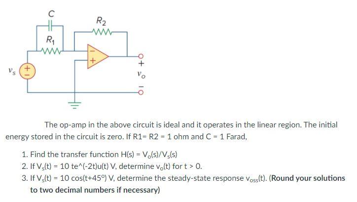 Solved с R2 Ry + O+ The op-amp in the above circuit is ideal | Chegg.com