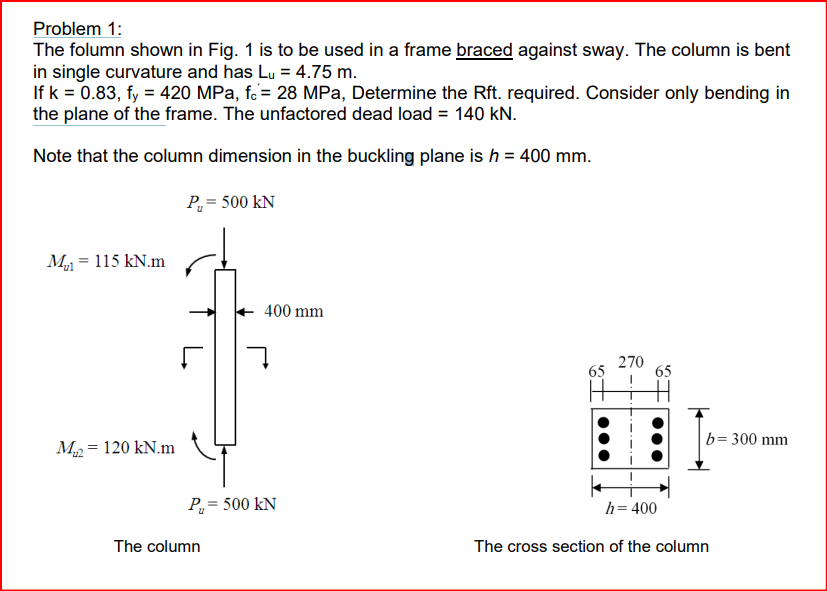 Solved Problem 1: The folumn shown in Fig. 1 is to be used | Chegg.com