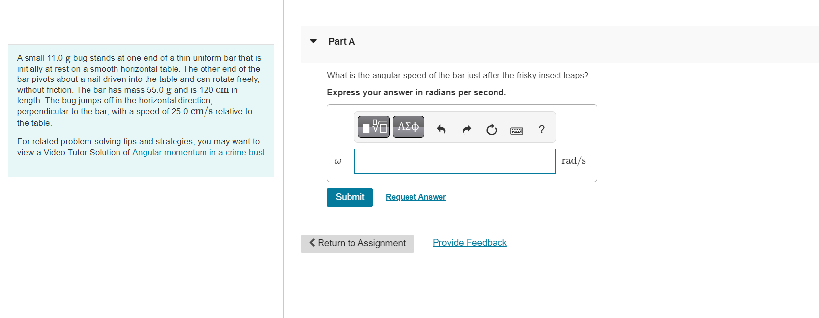 Solved A small 11.0 g bug stands at one end of a thin | Chegg.com
