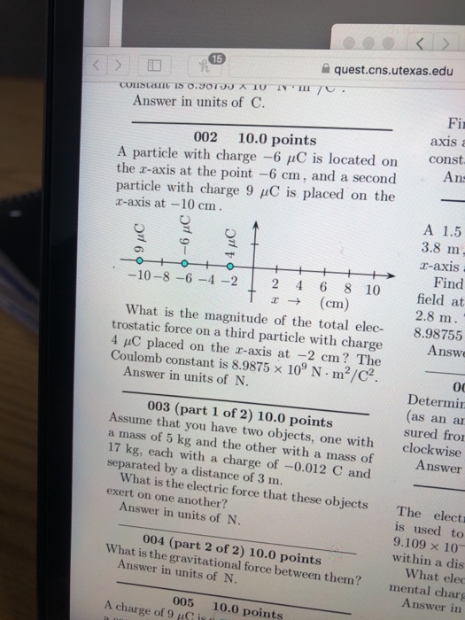 Solved 15 quest.cns.utexas.edu Answer in units of C. Fir | Chegg.com