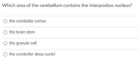 Solved Which area of the cerebellum contains the | Chegg.com