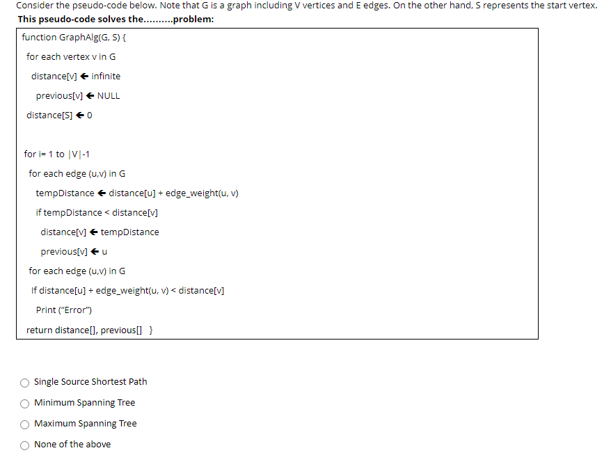 Solved Consider the pseudo-code below. Note that G is a | Chegg.com